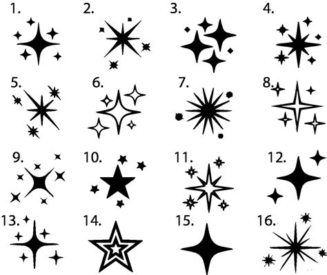 Pre Made Ready To Use Star Tattoo Stencils Set Of 4 Etsy