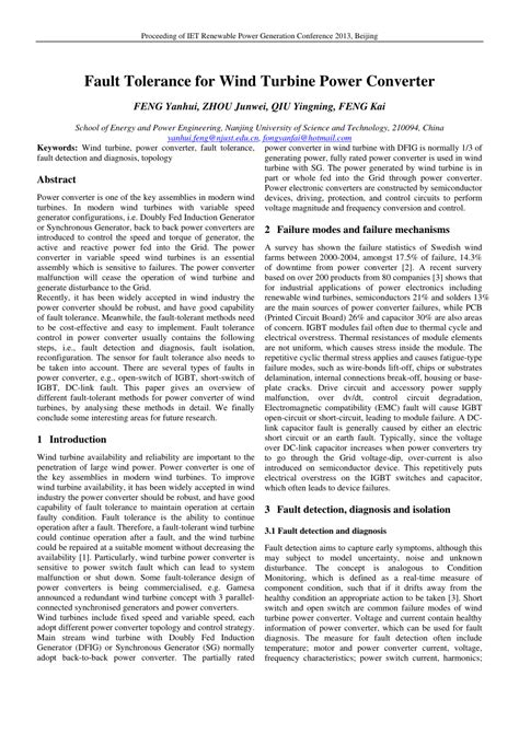 Pdf Fault Tolerance For Wind Turbine Power Converter