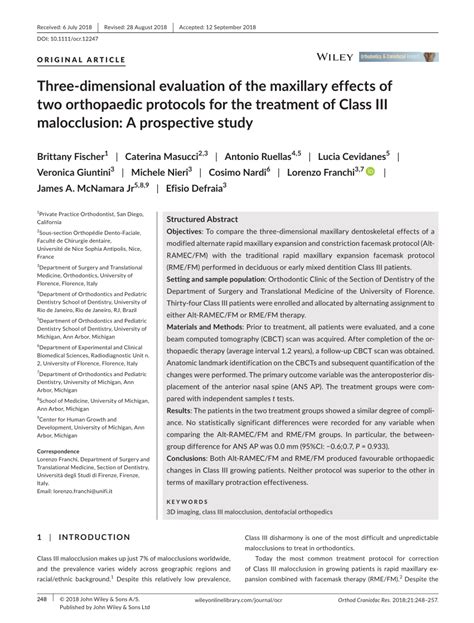 Pdf Three Dimensional Evaluation Of The Maxillary Effects Of Two Orthopaedic Protocols For The