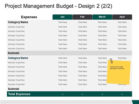 Project Management Budget Design Expenses Ppt Powerpoint Presentation Slides Structure