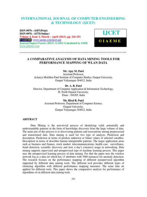 A Comparative Analysis Of Data Mining Tools For Performance Mapping Of Wlan Data Pdf Data