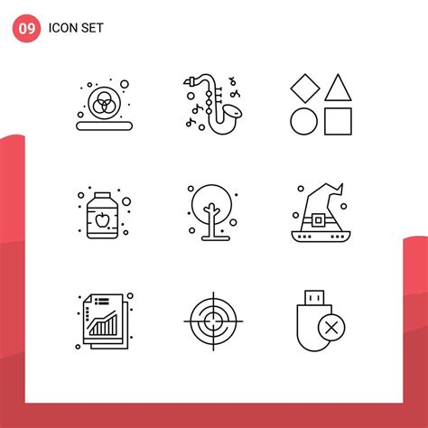 9 User Interface Outline Pack Of Modern Signs And Symbols Of Had Plant Shapes Farming Preserves
