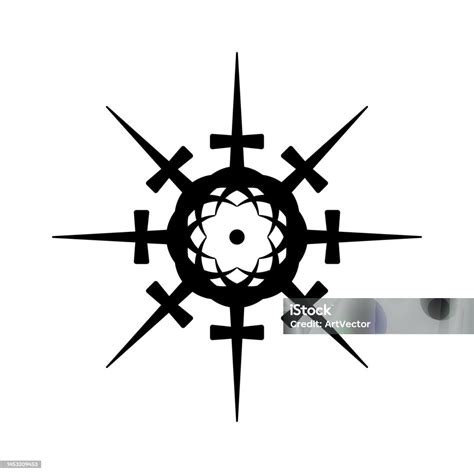 오컬트 신비로운 십자가 전쟁의 혼돈 만다라 상징 프리메이슨 신성한 기하학 검은 문신 기호 템플러 전사의 종교적 상징 흰색 배경에 격리된 벡터 그림 Freemasons에 대한