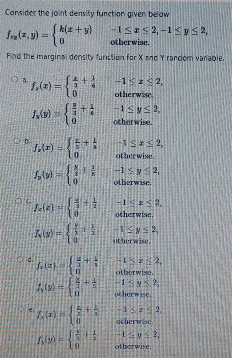 solved consider the joint density function given below kr