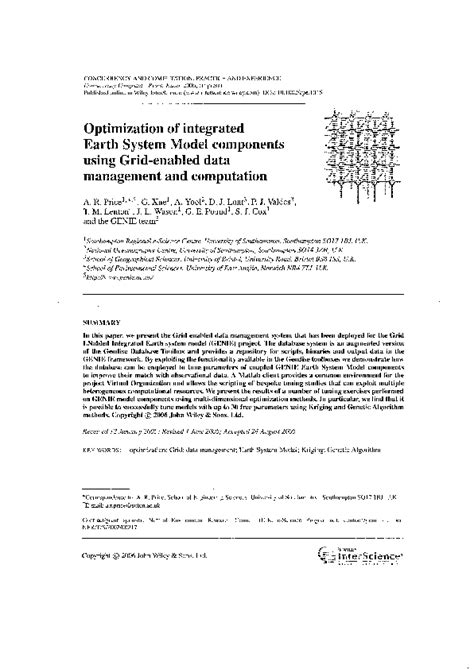 Pdf Optimization Of Integrated Earth System Model Components Using