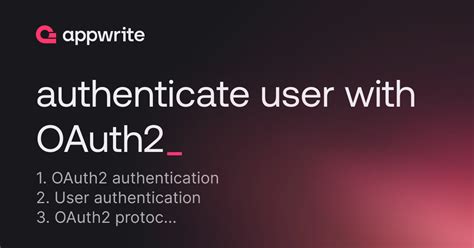 Authenticate User With Oauth2 Threads Appwrite