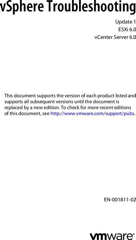 Vmware VSphere Troubleshooting ESXi V Center Server Vcenter En