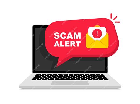 Premium Vector Scam Alert Banner On Laptop Mail With Fraud Alert