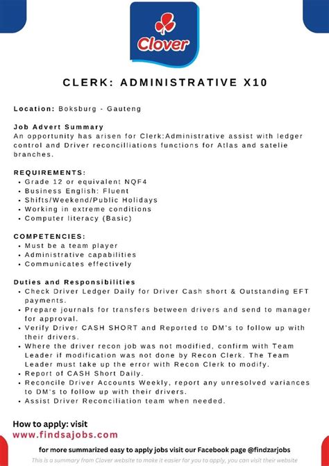 🔌 New Clover Clerk Administrative X10 Posts Only Matric Needed