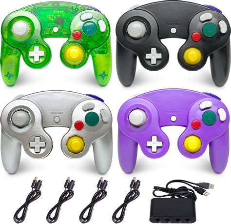 Zeion Pack Gamecube Controller With Zeion Extension Cables And 4 Port Usb Adapter