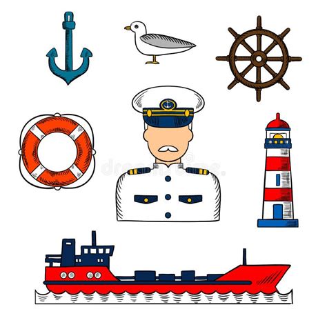 Captain Or Sailor With Nautical Objects Stock Vector Illustration Of Sailor Seaman 66003253