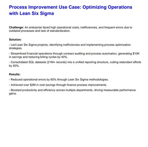 Processimprovement Leansixsigma Operationalefficiency Costreduction