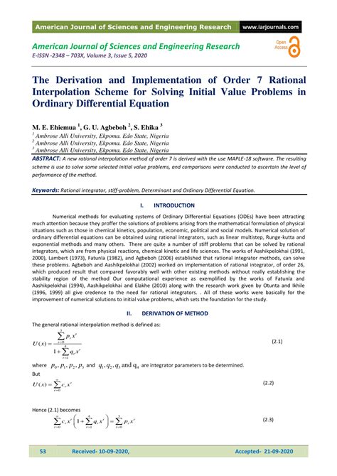 pdf the derivation and implementation of order 7 rational
