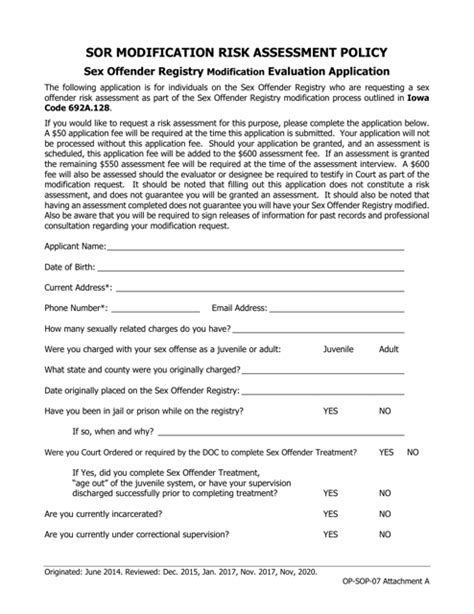 Iowa Sex Offender Registry Modification Evaluation Application Fill Out Sign Online And
