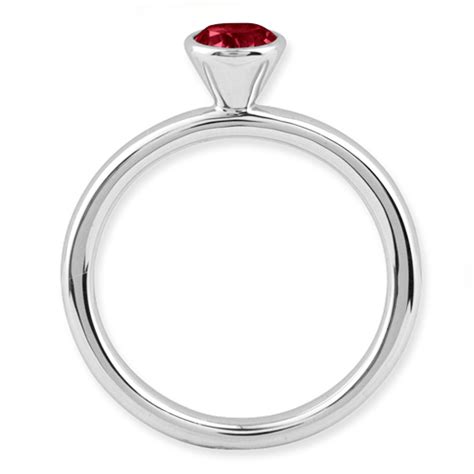 Sterling Silver Stackable High Profile 5mm Rhodolite Garnet Ring Qsk475