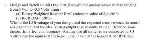Solved 1 Design And Sketch A 6 Bit Dac That Gives You The