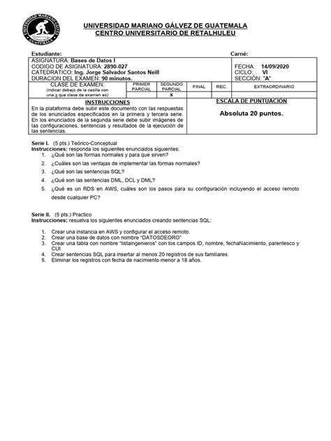 bases de datos i parcial ii 23 09 2020 descargar gratis pdf sql