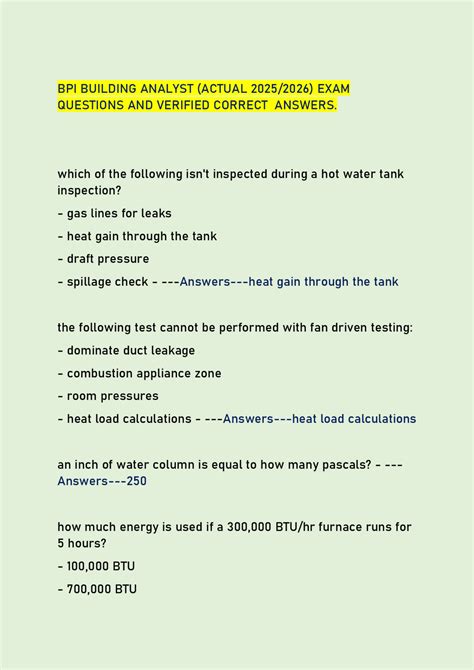 Bpi Building Analyst Actual 2025 2026 Exam Questions And Verified