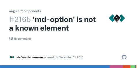 Md Option Is Not A Known Element · Issue 2165 · Angularcomponents · Github