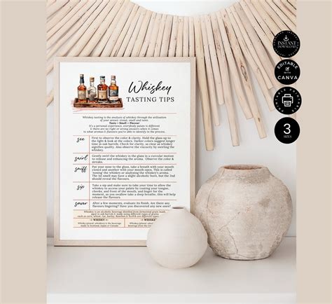Whiskey Tasting Tips Guide Printable Template Whisky Scotch Home Party