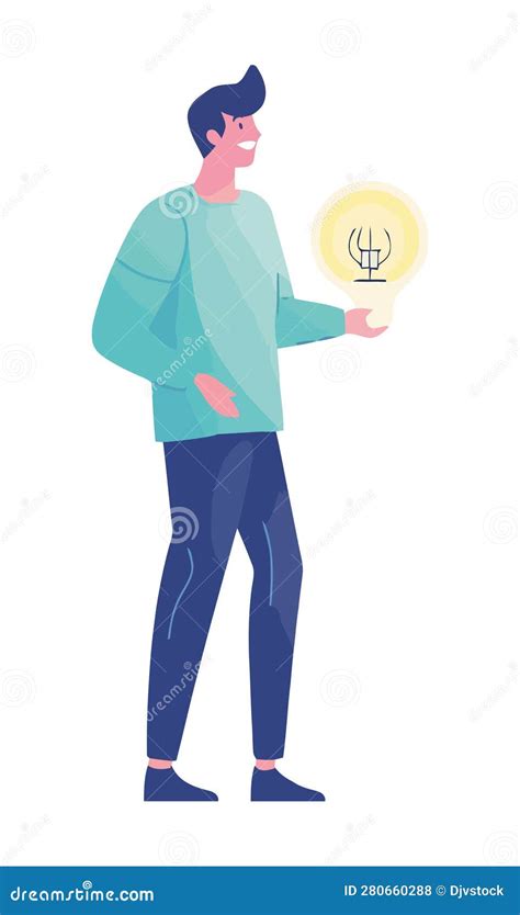 Businessman Holding Light Bulb Symbol Of Ideas Stock Vector