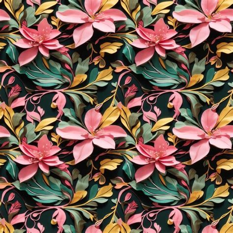 Premium Ai Image Colorful Floral Repeat Pattern Created With Bright