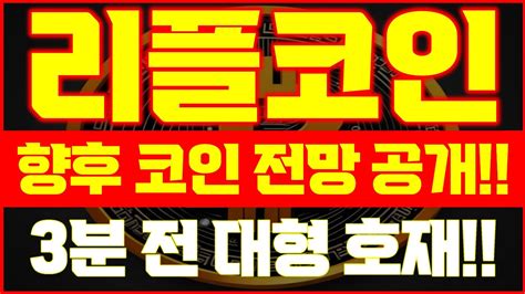 리플 코인 전망 🔥단독 특보🔥향후 리플의 전망에 대해 공개하겠습니다🔥3분 전 대형 호재 발표🔥 Youtube