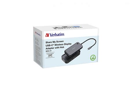 Verbatim Share My Screen 1080p Usb C Wireless Display Adapter With Hub