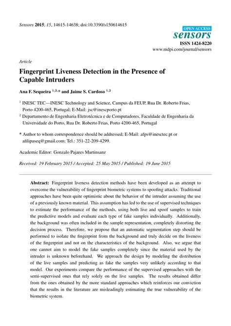 Pdf Fingerprint Liveness Detection In The Presence Of Capable Intruders