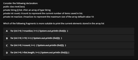 Solved Consider The Following Declaration Public Class