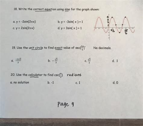 Solved Write The Correct Equation Using Sine For The Chegg Com