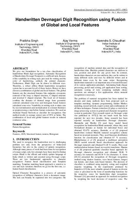 Pdf Handwritten Devnagari Digit Recognition Using Fusion Of Global And Local Features
