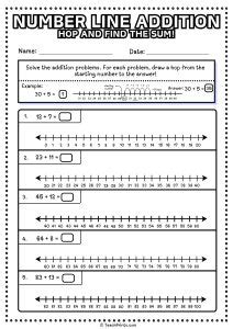 Number Line Addition Worksheets Free Teach Prints