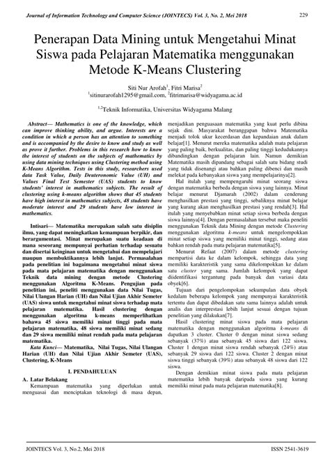 PDF Penerapan Data Mining Untuk Mengetahui Minat Siswa Pada Pelajaran