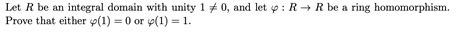 Solved Let R Be An Integral Domain With Unity And Let Chegg