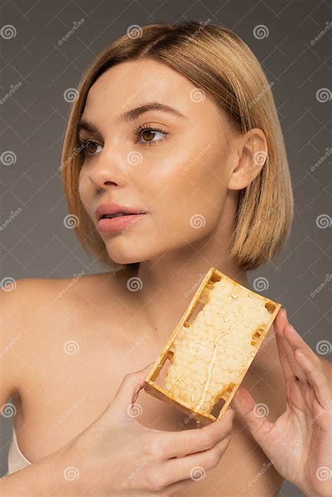 Blonde Young Woman With Bare Shoulders Stock Image Image Of Tasty Hold 266125591