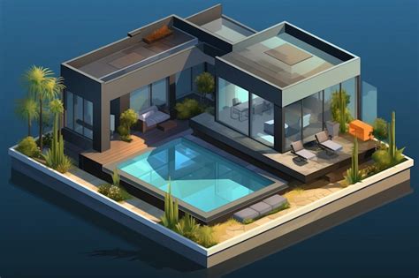 Premium Photo Modular Frame Building Isometric Composition With Isolated Image Of Modern House