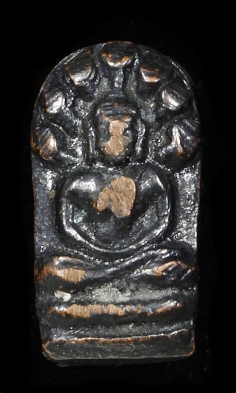 พระนาคปรกใบมะขาม หลวงพ่อกุหลาบ วัดใหญ่สว่างอารมณ์ เนื้อทองแดงรมดำ