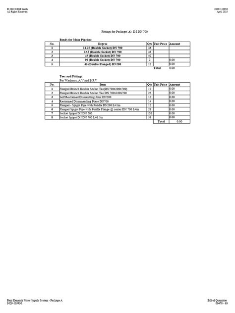 Package A Boq Chamber Pdf Pipe Fluid Conveyance Tap Valve
