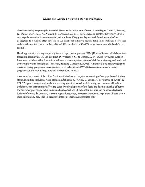 Giving And Advice Nutrition During Pregnancy Giving And Advice