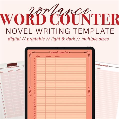 Printable Word Count Template Etsy