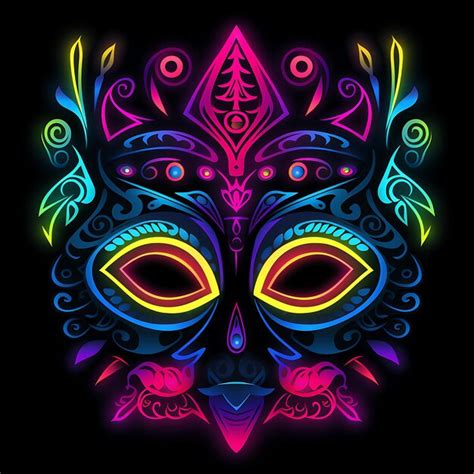Premium Ai Image A Neon Mask Neon Outlines With Shape Neon Line