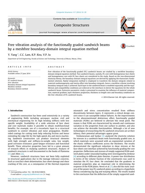 PDF Free Vibration Analysis Of The Functionally Graded Sandwich Beams By A Meshfree Boundary