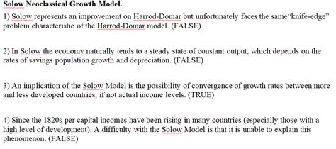 Solved Solow Neoclassical Growth Model 1 Solow Represents
