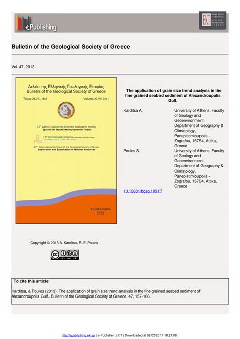Pdf The Application Of Grain Size Trend Analysis In The Fine Grained Seabed Sediment Of