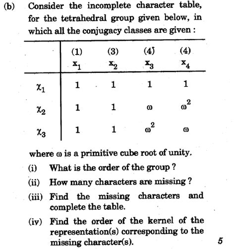 solved b consider the incomplete character table for the