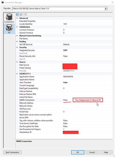 Ssis How Can I Set MARS To True In The Connection Manager If It