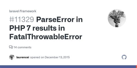 Parseerror In Php 7 Results In Fatalthrowableerror · Issue 11329