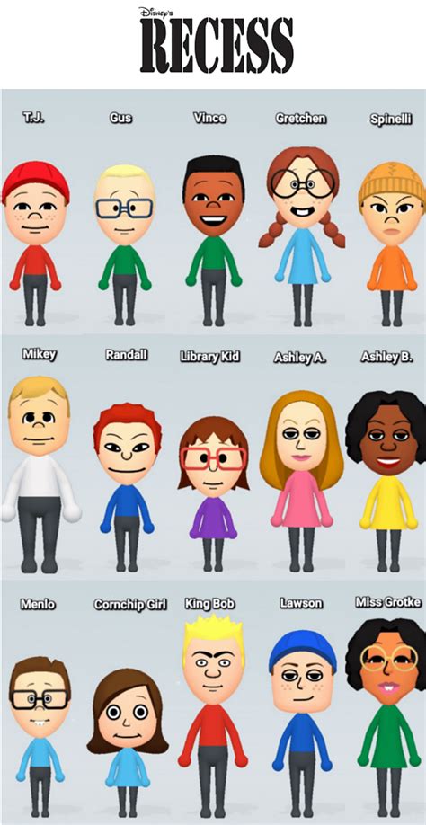 I Made Miis Of Characters From Disneys Recess Rrecess