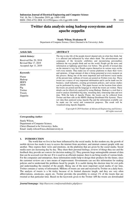 Pdf Twitter Data Analysis Using Hadoop Ecosystems And Apache Zeppelin